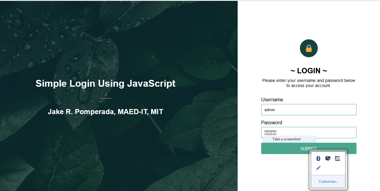 Simple Login Using JavaScript - Free Computer Programming Source Codes To All